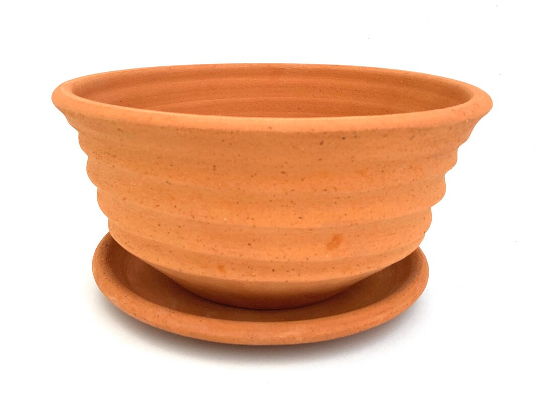 TERRACOTTA FLOWER POT 11 Unique Ceramic Pot for Plants With Saucer Made ...