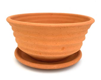 TERRACOTTA FLOWER POT #20 Unique Ceramic Pot for Plants With Saucer - Etsy