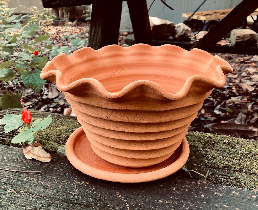 FLUTED TERRACOTTA PLANTER #155 Wheel Thrown Ceramic Flower Pot With ...