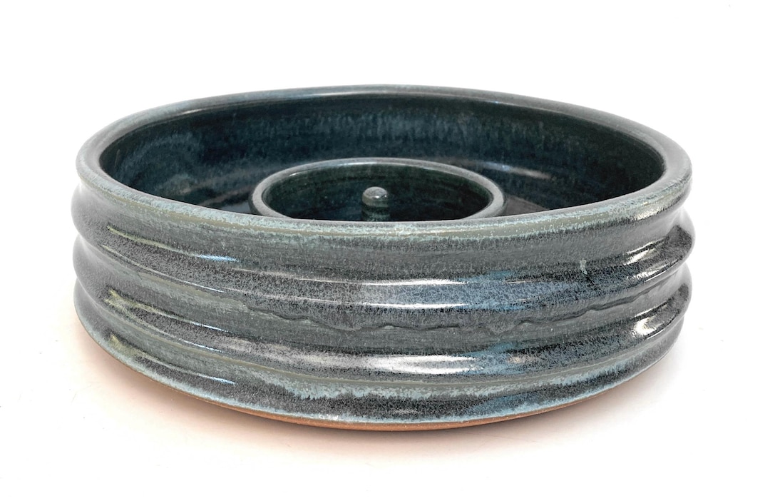 DIVIDED DOG BOWL #25 Stoneware Clay Slow-feeder Dish for the ...