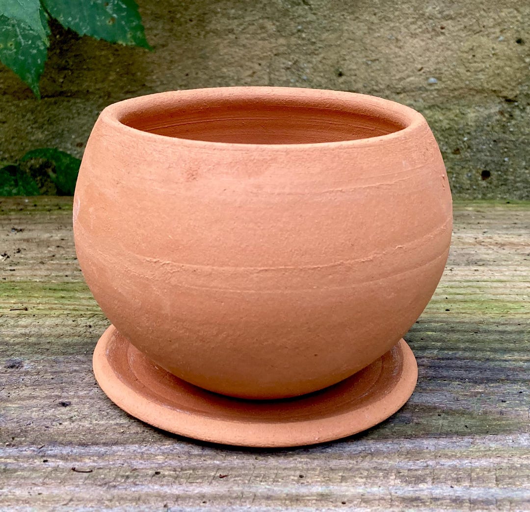 CLAY FLOWER POT #101 Pottery Planter With Saucer - Ceramic Pot for ...
