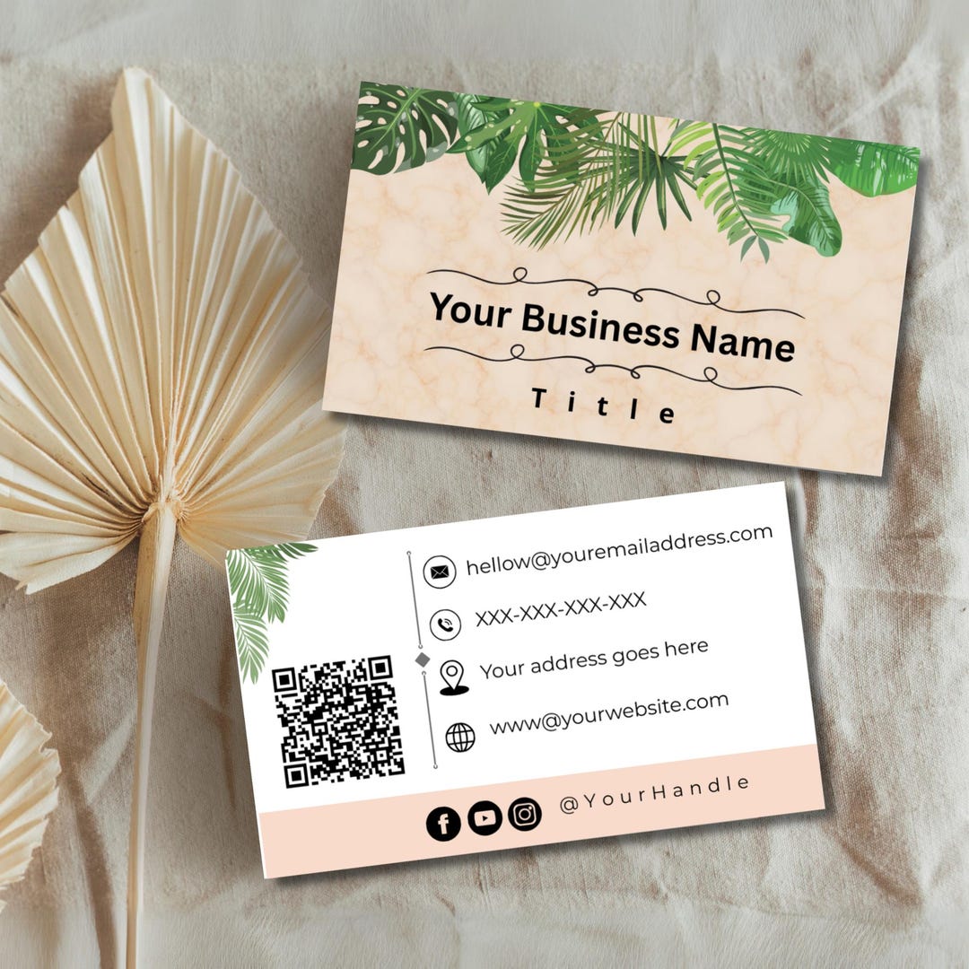 Beach Themed Business Card Template | Customizable & Professional ...