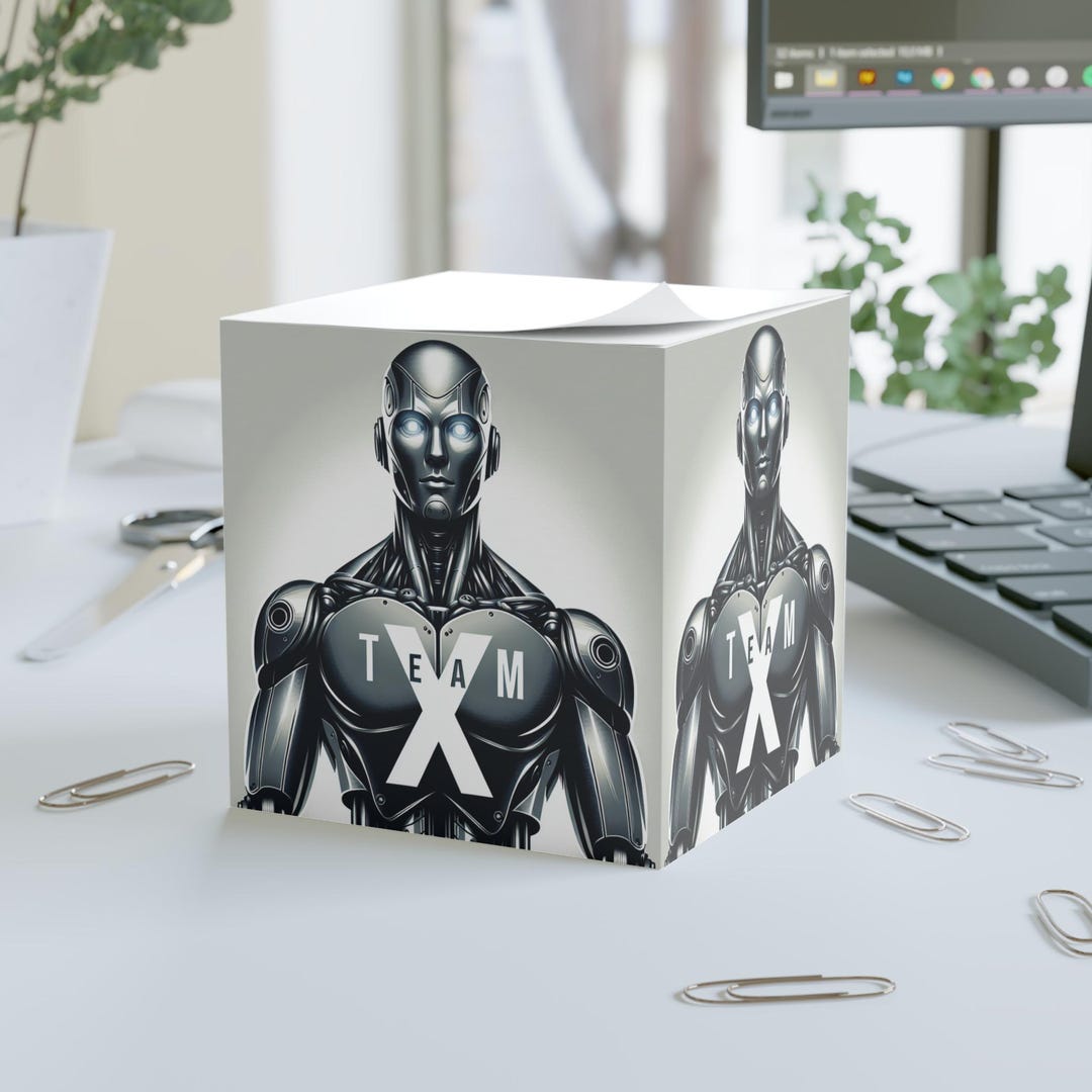 Robot-themed Note Cube for Team X Enthusiasts, Office Decor, Gift Idea ...