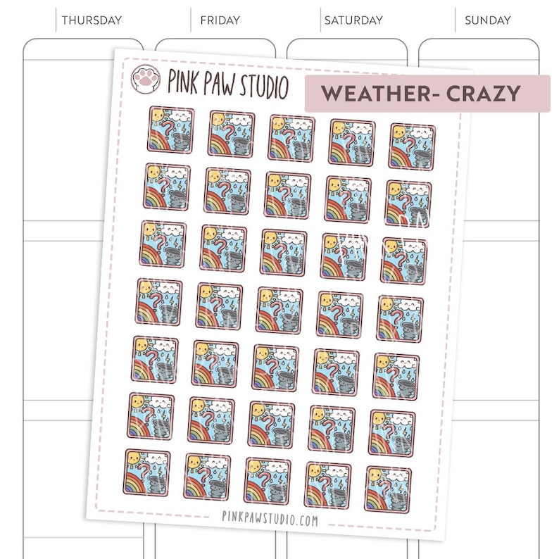 Weather Planner Sticker Sheet, Hand Drawn Illustrations, Hobonichi ...