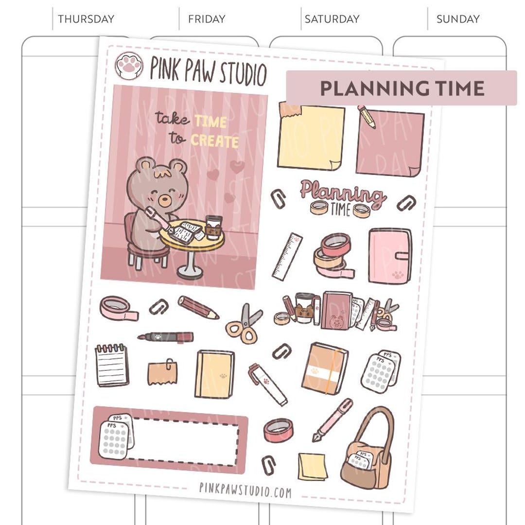 Planning Time Deco Planner Sticker Sheet, Hobonichi, Kinbor, Happy ...