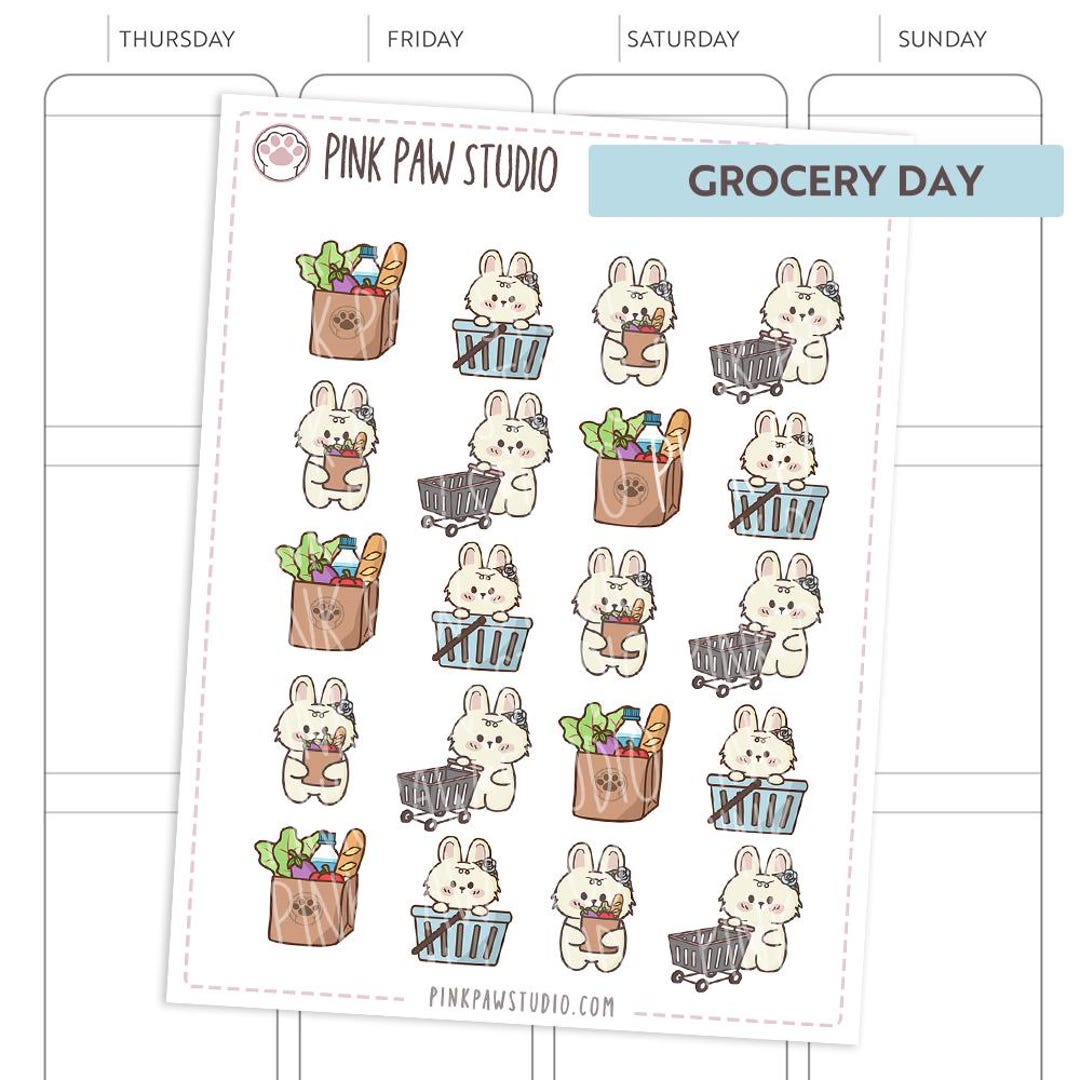 Bonnie GROCERY DAY Planner Sticker Sheet, Hand Drawn Illustrations ...