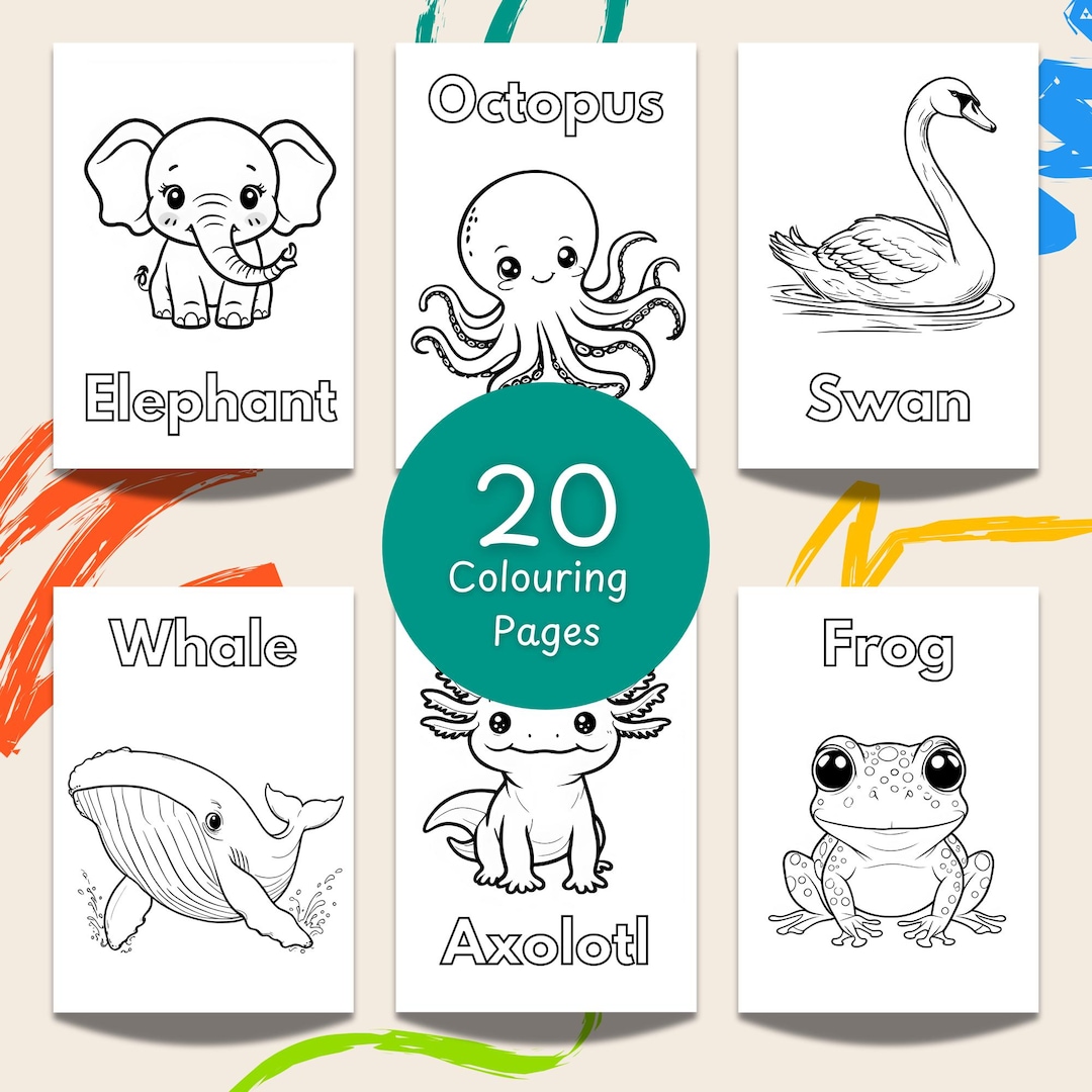 Printable Animal Colouring Pages for Kids & Adults – Digital Download ...