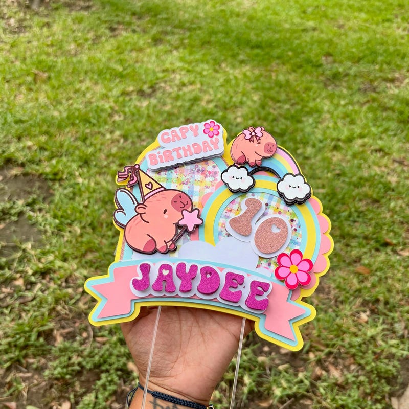 Capybara Cake Topper Girl - Etsy