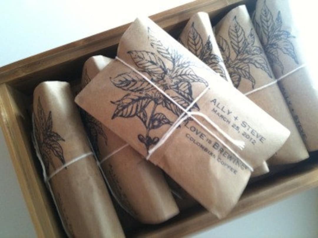 100 Custom Coffee Wedding Favors With Custom Stamp. Rustic Fall Wedding ...
