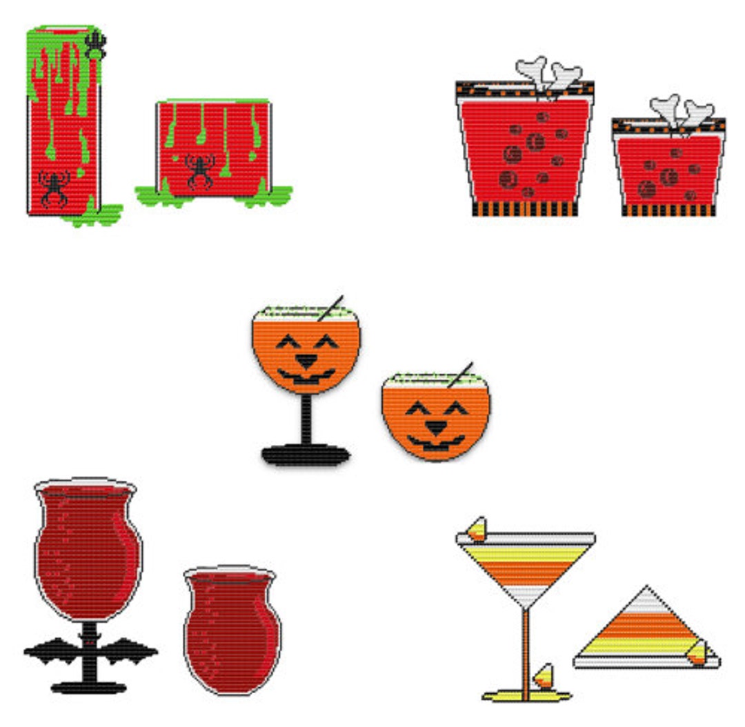 Plastic Canvas Halloween Witch's Brew Table Mats and Wall Hangings ...
