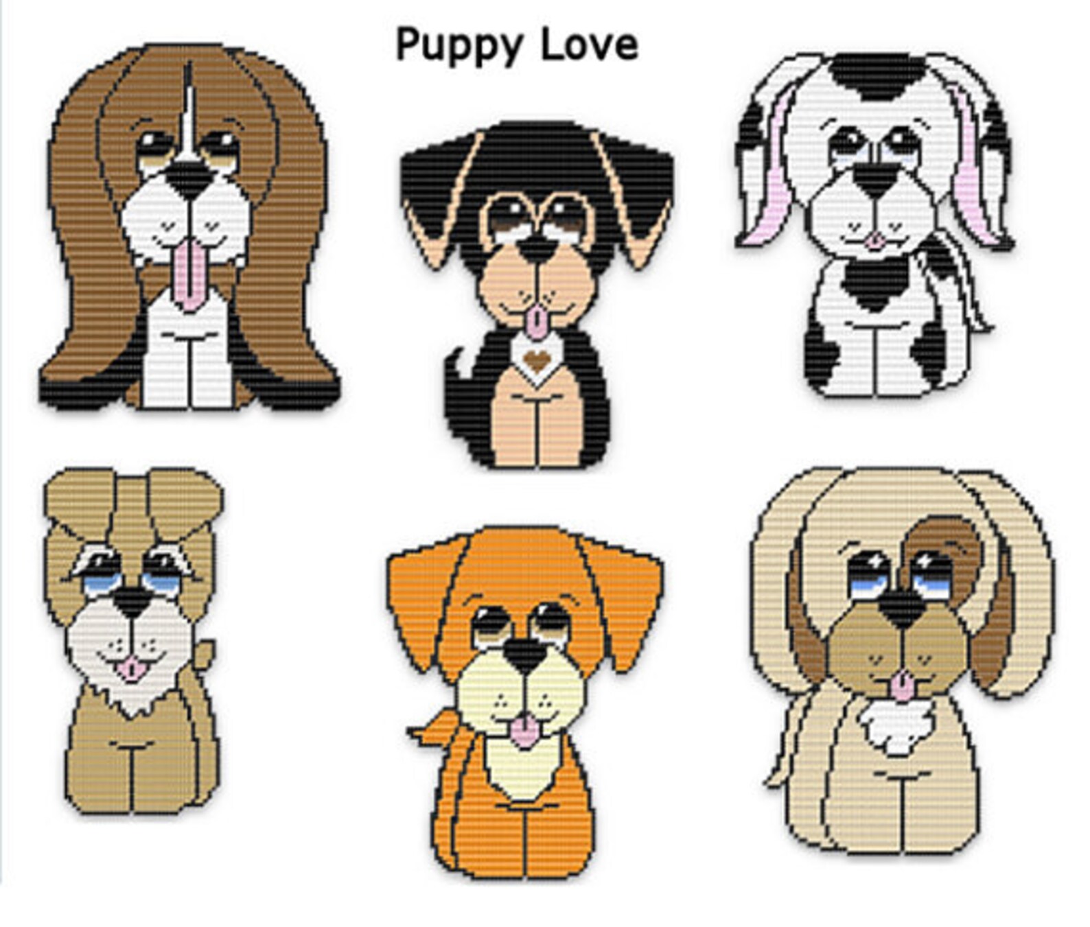Plastic Canvas Puppy Love Set of Six Wall Hangings Instant Download - Etsy