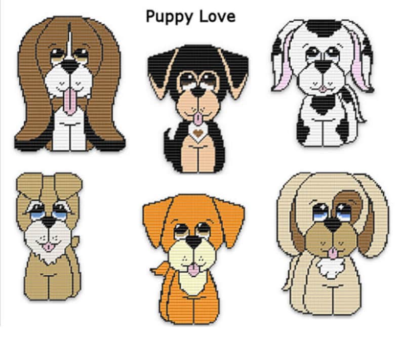 Plastic Canvas Puppy Love Set of Six Wall Hangings Instant Download - Etsy