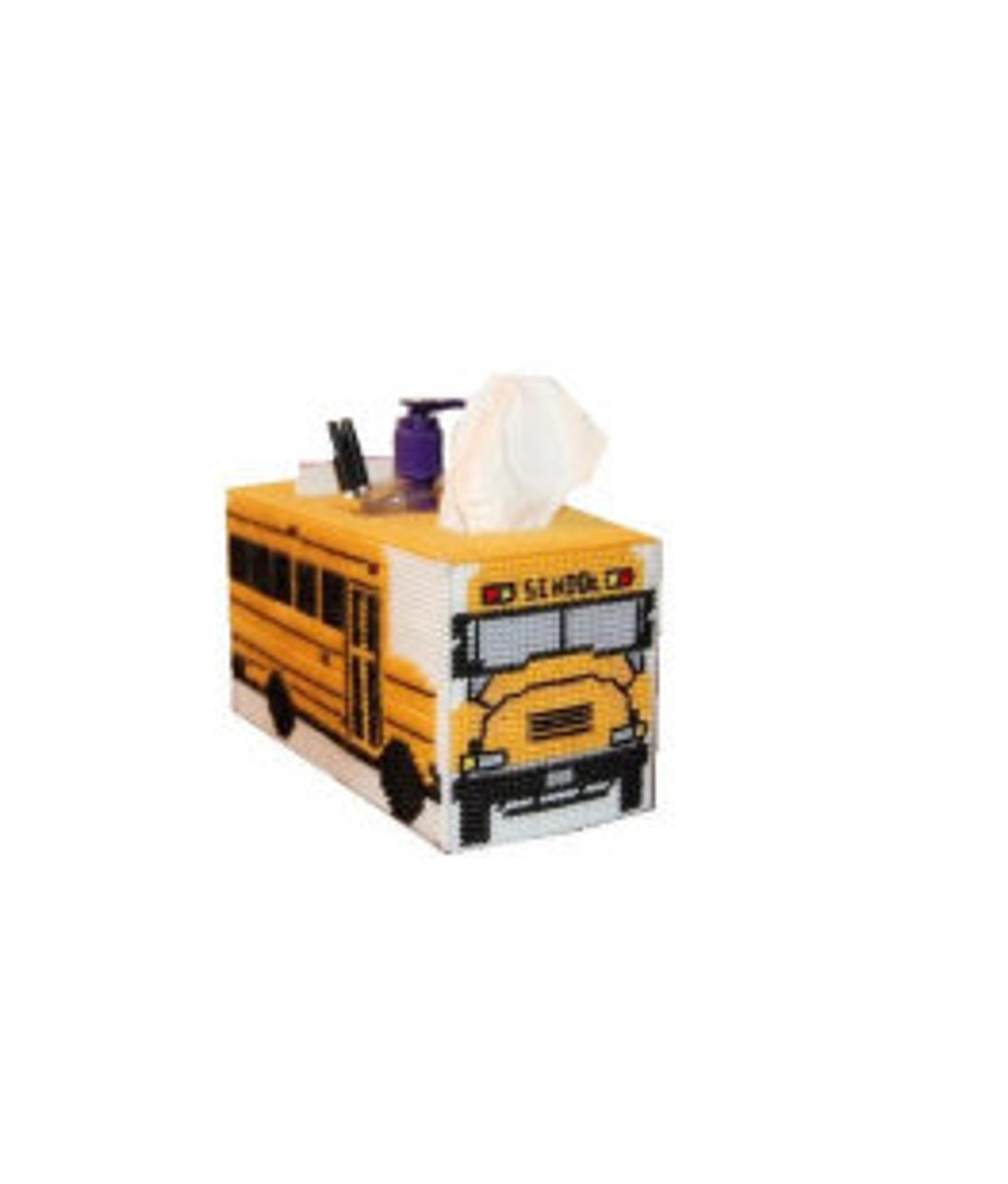 Plastic Canvas School Bus Tissue Topper/organizer Plus Add on PDF ...
