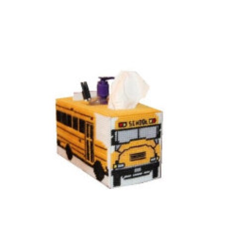 Plastic Canvas School Bus Tissue Topper/organizer Plus Add on - Etsy