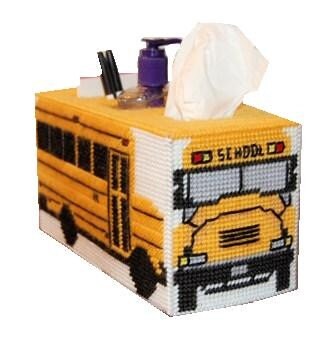 Plastic Canvas School Bus Tissue Topper/organizer Plus Add on - Etsy