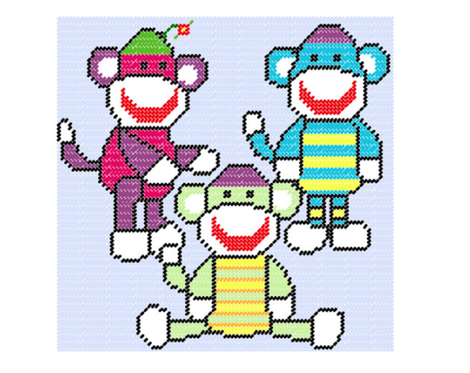 Sock Monkey Greetings Plastic Canvas Wall Hangings PDF FORMAT - Etsy