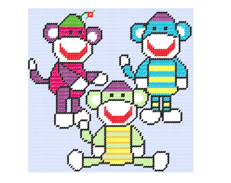 Sock Monkey Greetings Plastic Canvas Wall Hangings PDF FORMAT - Etsy