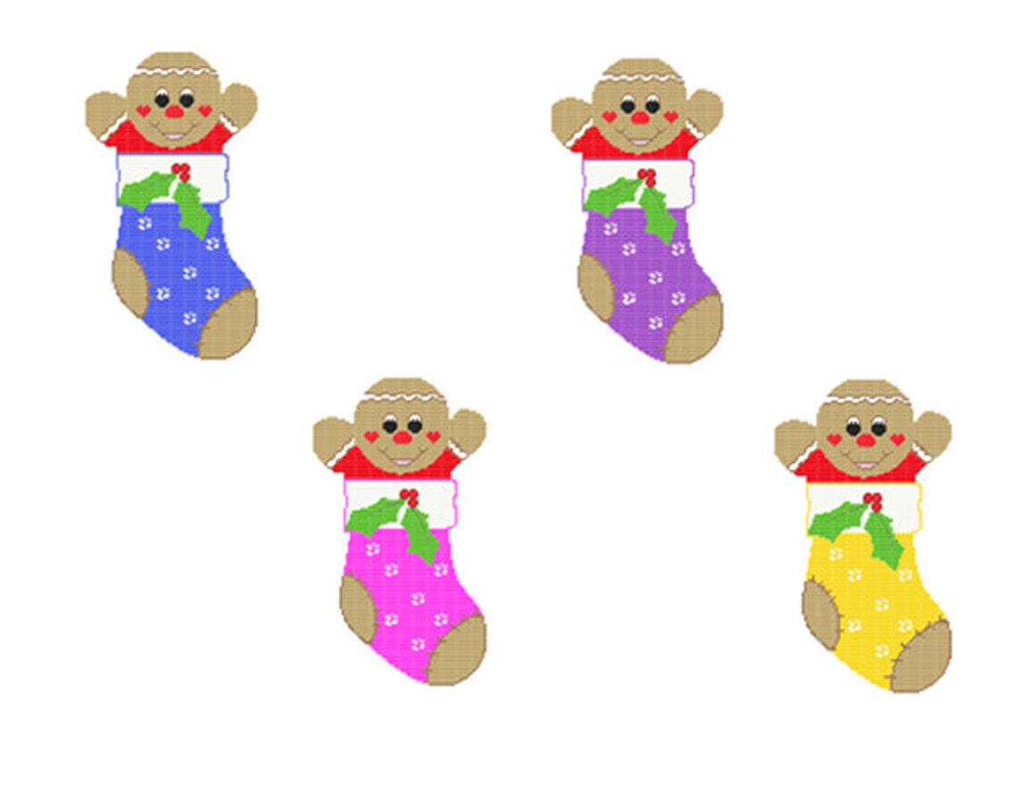 Plastic Canvas Gingerbread Boy Christmas Stocking Wall Hanging Instant ...
