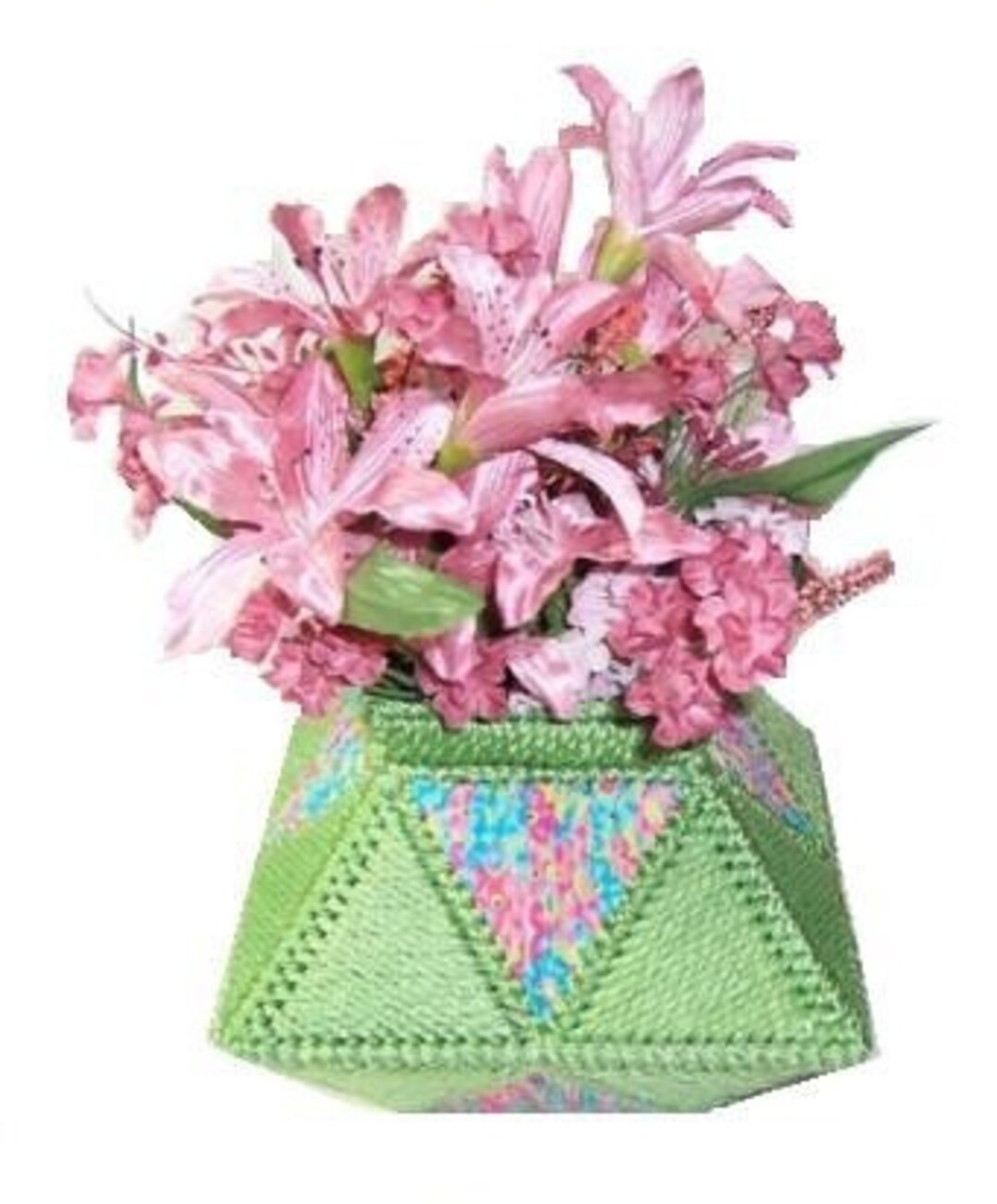 Plastic Canvas Pretty Flowers Vase Instant Download - Etsy