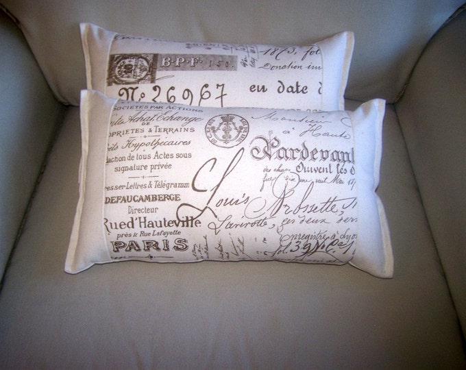 A Pair 9x16 French Script Accent Pillows - Etsy