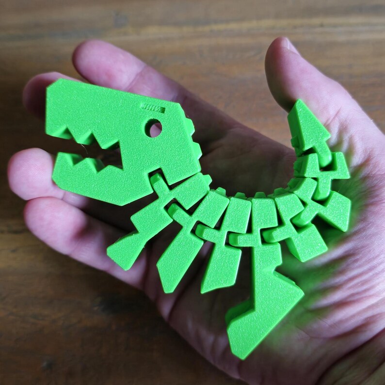 Medium Neon Green Flexi Rex - 3D Printed TPU Fidget Toy - Etsy