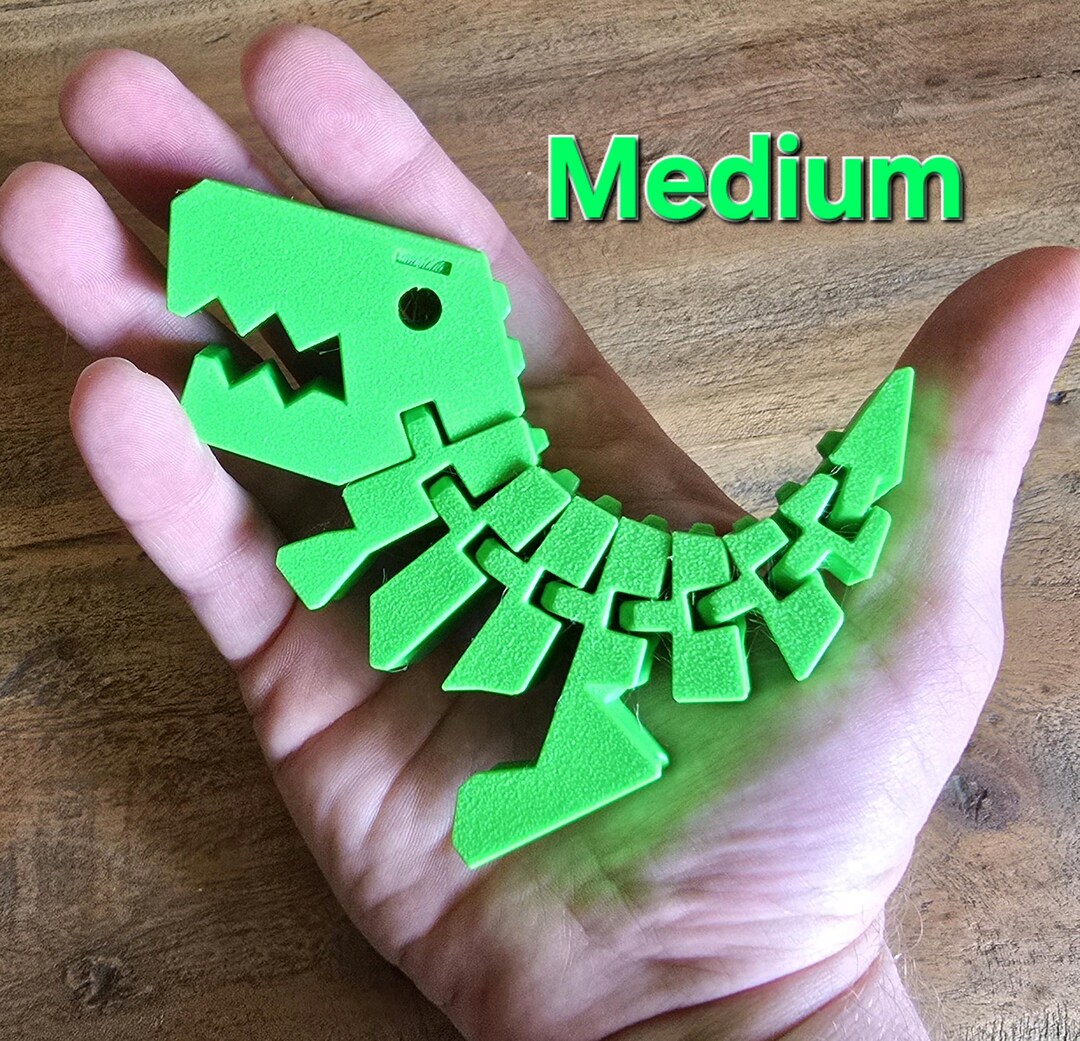 Medium Neon Green Flexi Rex - 3D Printed TPU Fidget Toy - Etsy