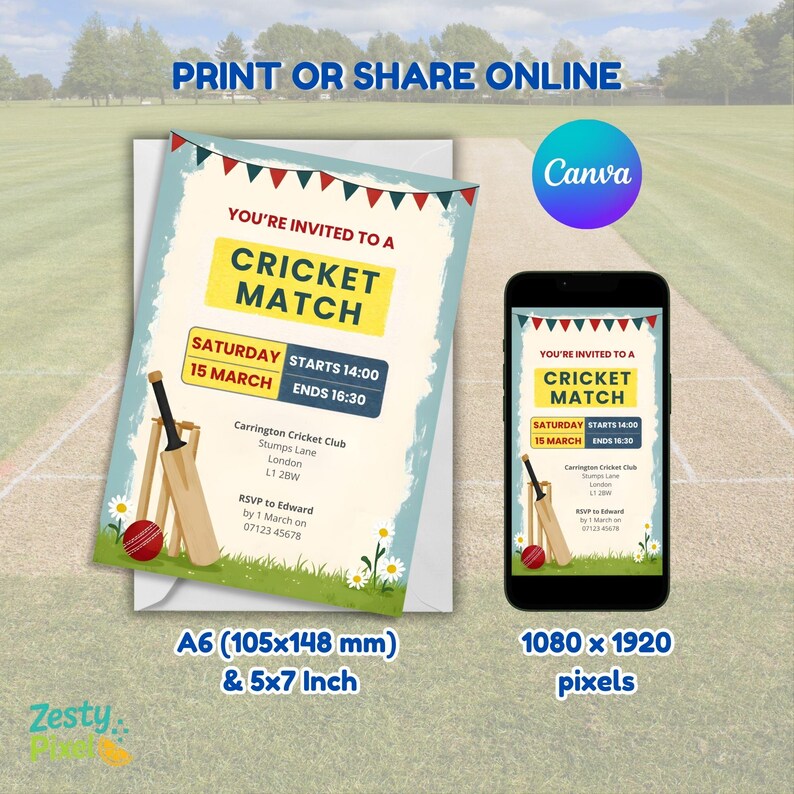 Editable Cricket Birthday Invitation Template: Gender Neutral Sports ...