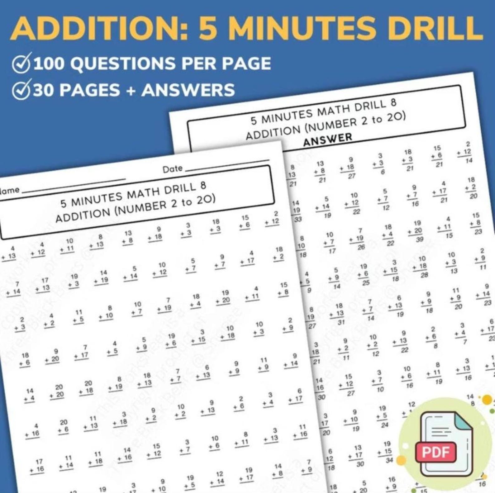 Printable Mathematics Drill Worksheets for Kids | 3000 Questions ...