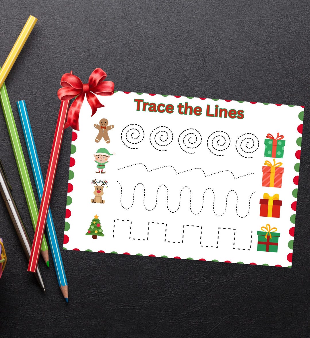 Christmas Tracing Lines Worksheets,preschool Pre-writing Practice ...