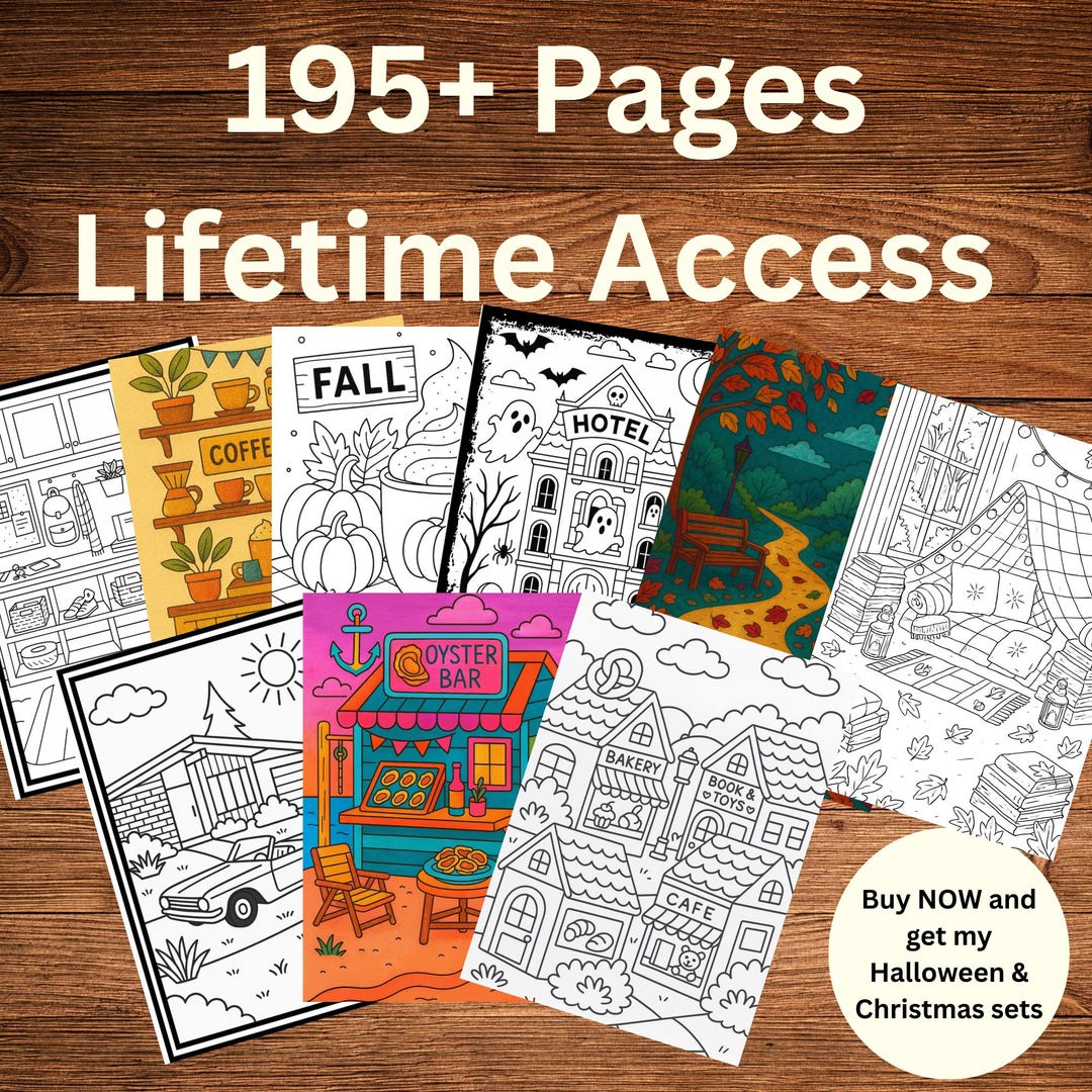 Lifetime Coloring Book Library | 195+ Pages Instant Access + All Future ...