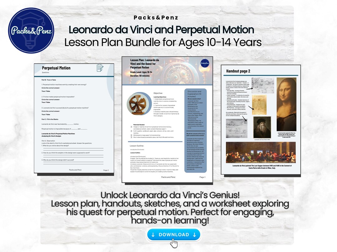 Lesson Plan | Worksheet | Interactive Educational Bundle Leonardo Da ...