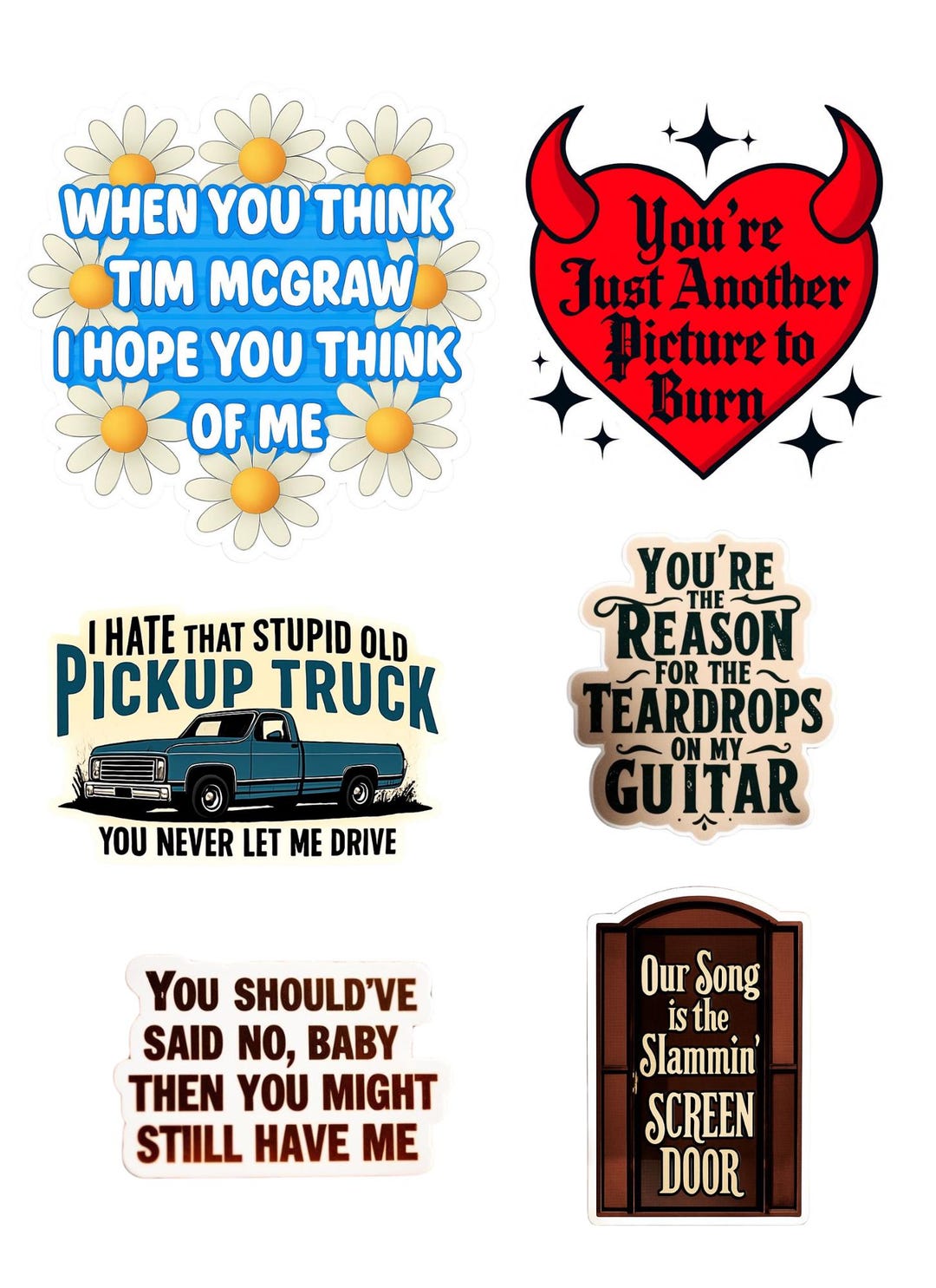 Taylor Swift Sticker Pack | Debut Album Era | 6 Waterproof Vinyl ...