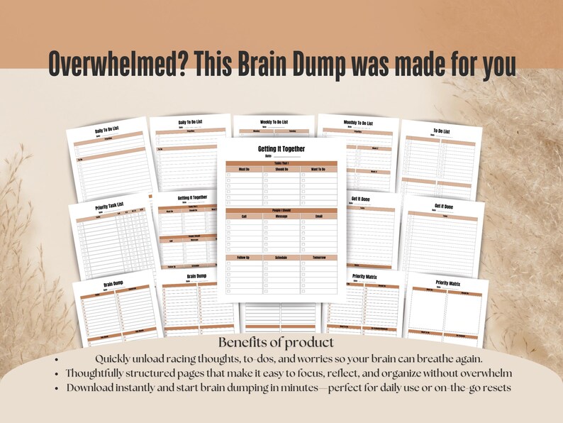 ADHD Brain Dump Printable Journal, ADHD Daily to Do List ...