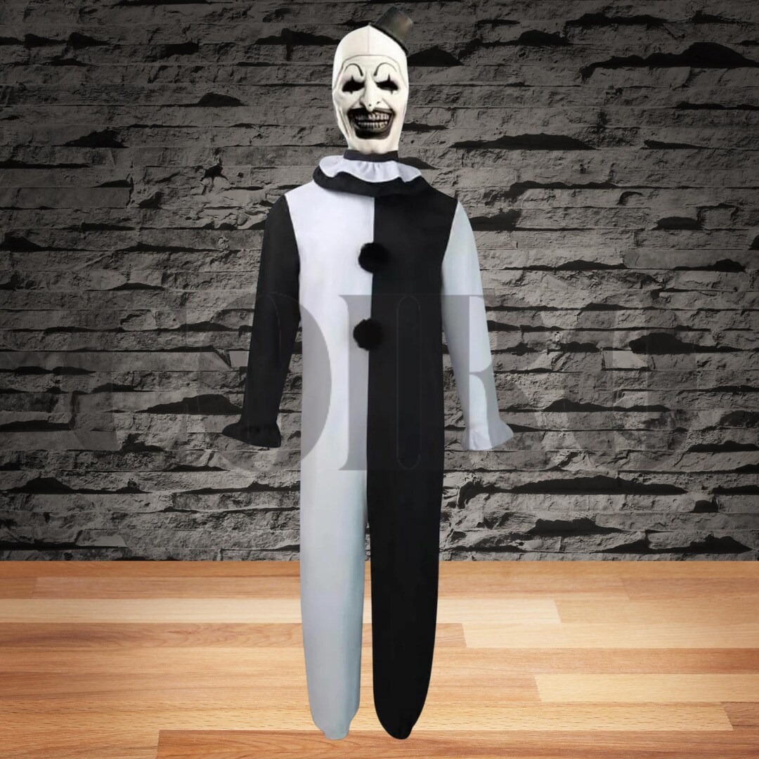 Scary Black & White Clown Costume: Creepy Jumpsuit With Mask - Etsy UK