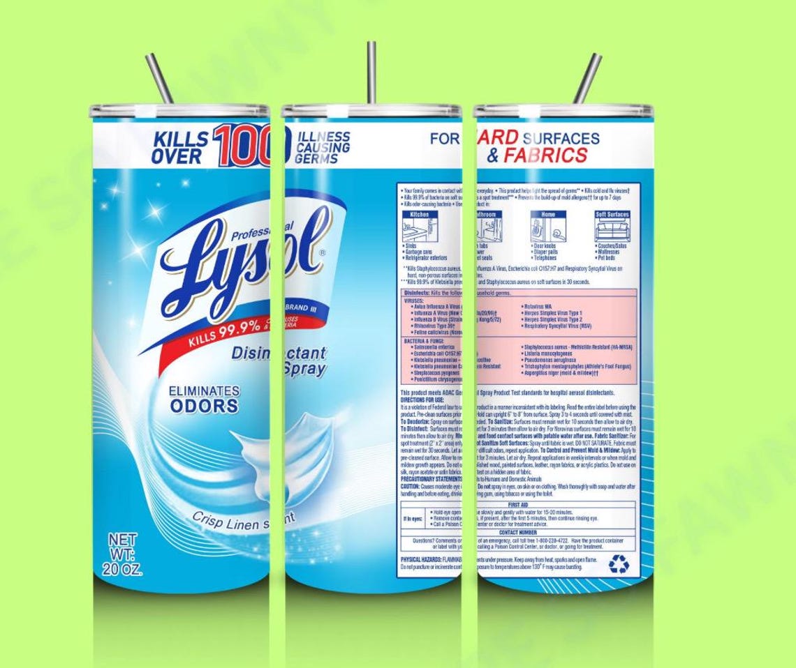 20oz Skinny Tumbler Blue Lysol Design Funny Gag Gift Cup - Etsy