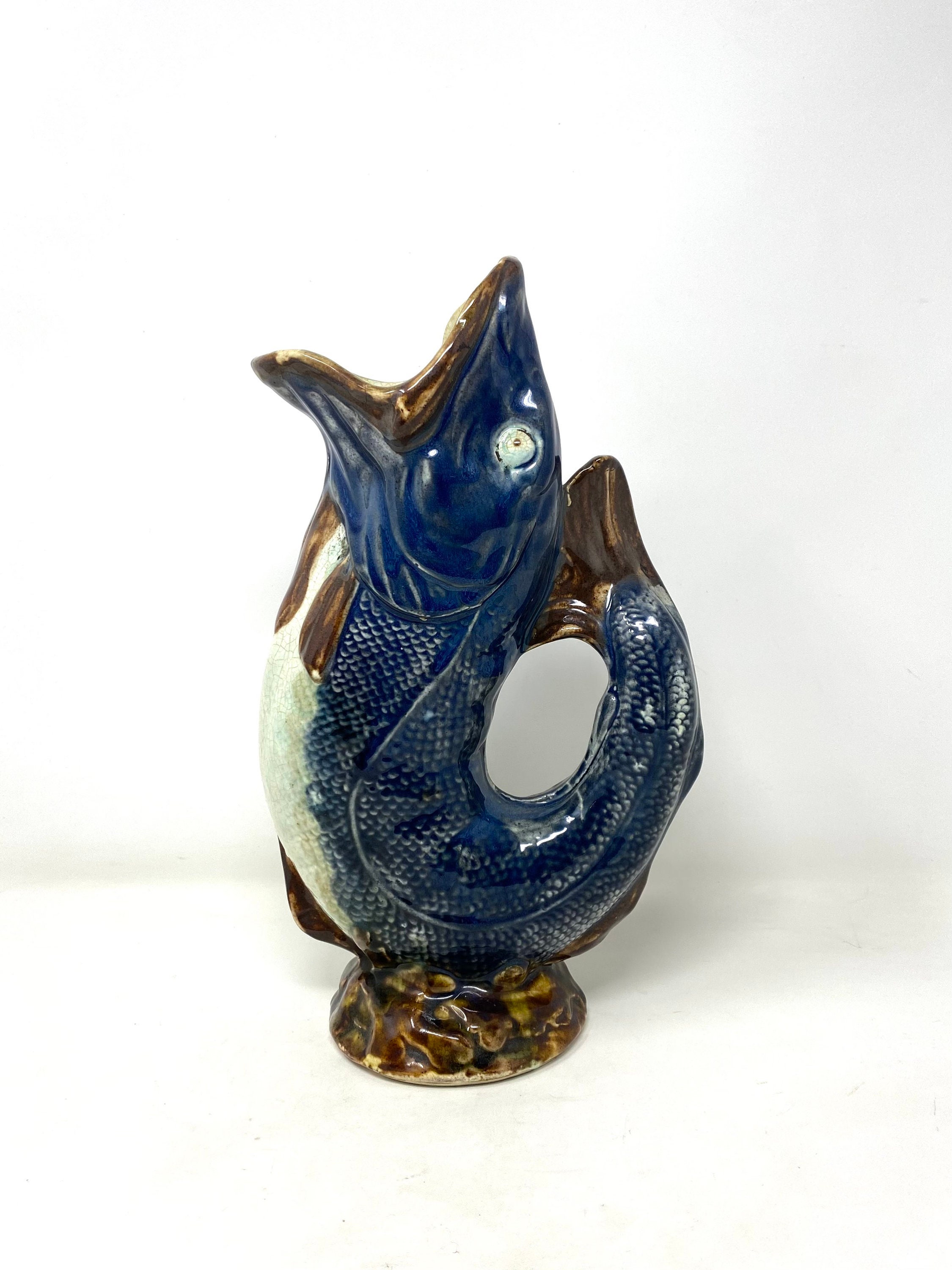Antique Majolica Gurgling Fish Pitcher - Etsy