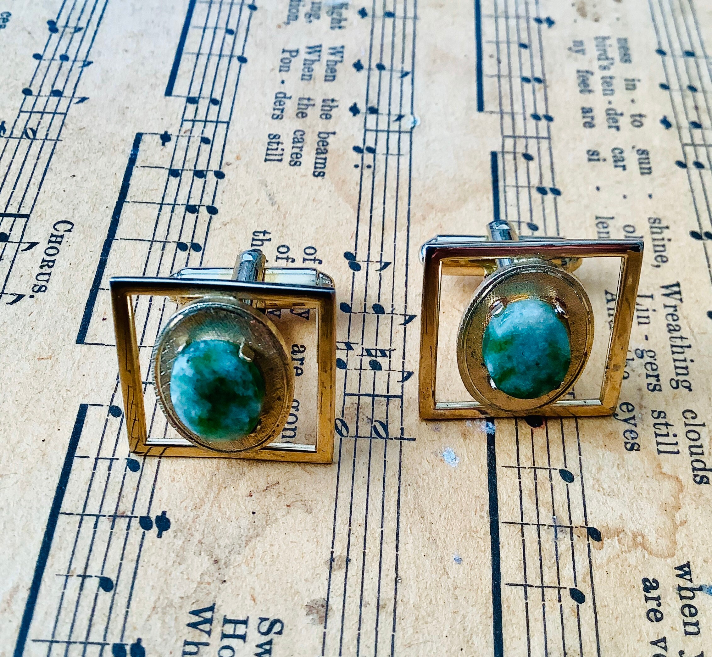 Dante Jade Cufflinks - Circa 1960 - Etsy
