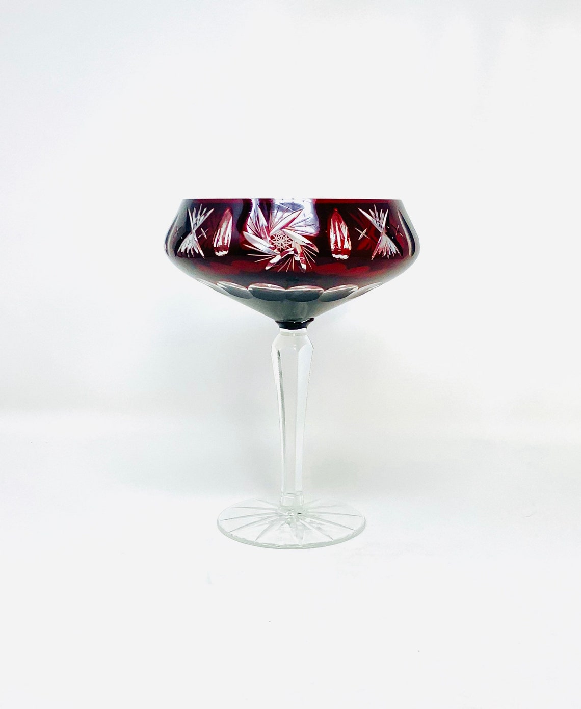 Bohemian Ruby Cut Crystal Compote | Etsy