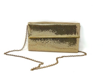 Vintage WHITING and DAVIS International Gold Tone Mesh Small Evening ...