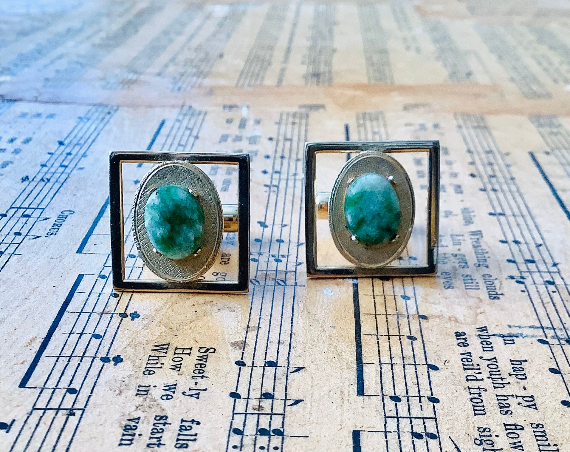 Dante Jade Cufflinks - Circa 1960 - Etsy