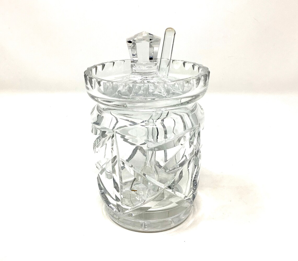 Vintage Crystal Jam Jar With Spoon - Etsy
