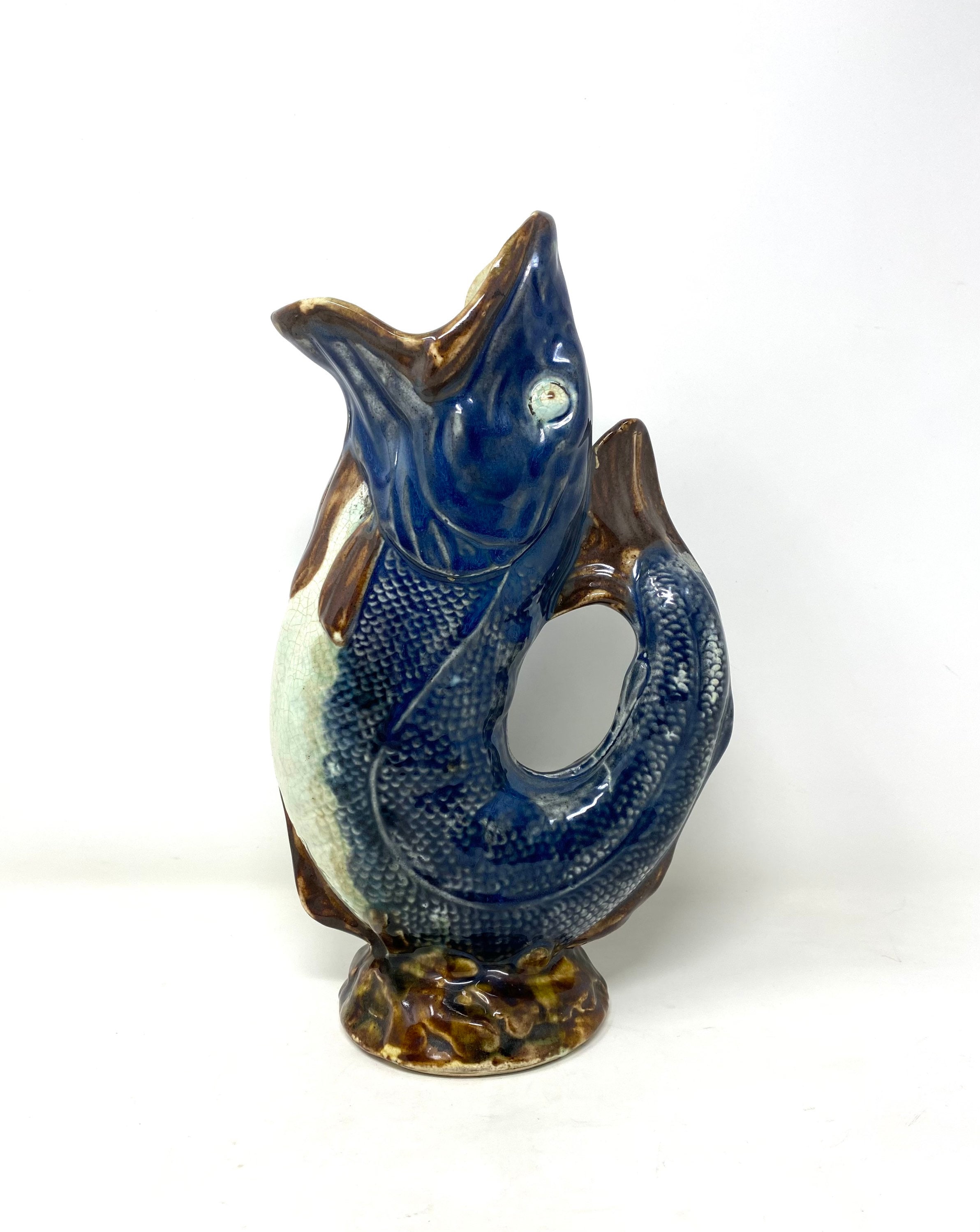 Antique Majolica Gurgling Fish Pitcher - Etsy