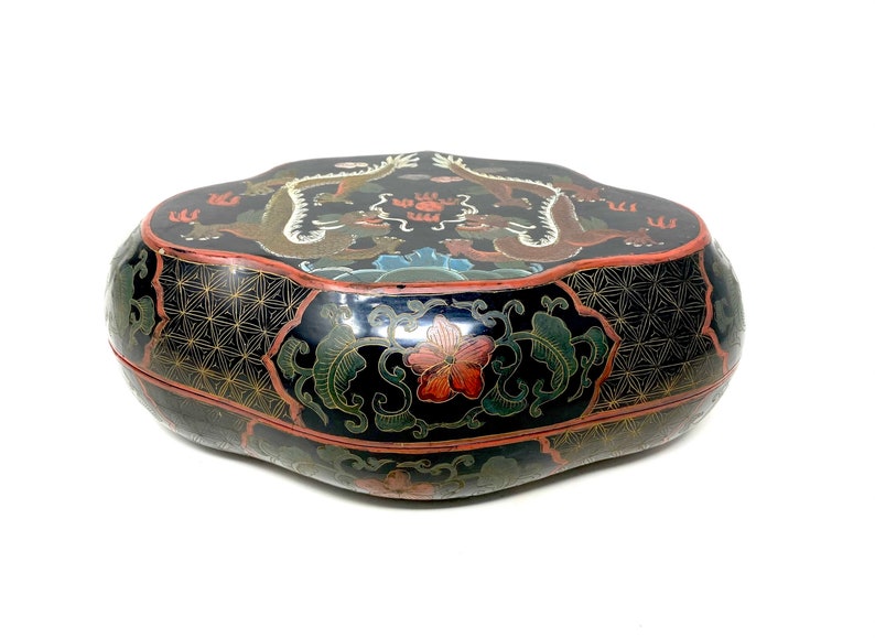 Antique Chinese Lacquerware Box - Dragon Motif - Etsy