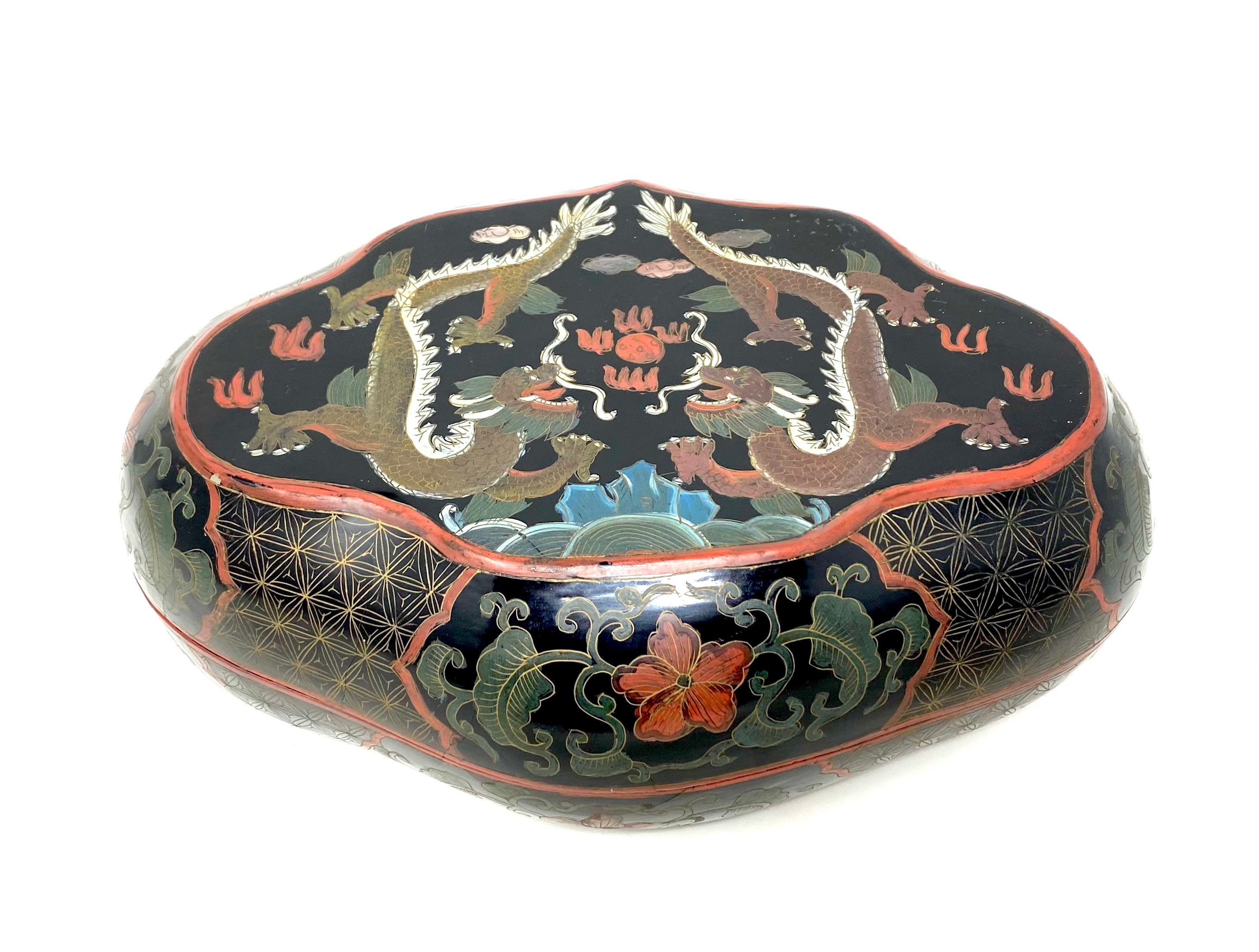 Antique Chinese Lacquerware Box Dragon Motif - Etsy