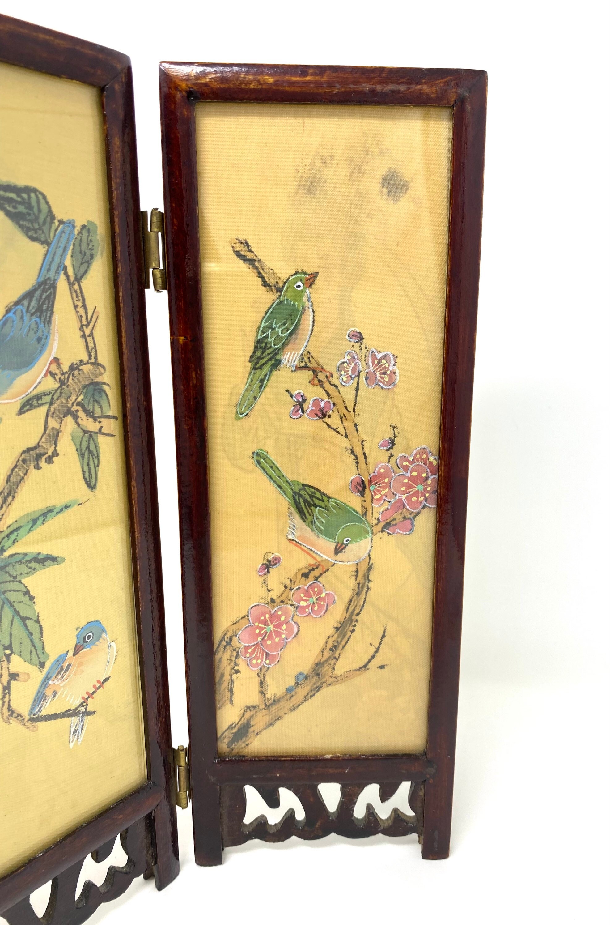 Vintage Chinese Silk Table Screen - Etsy