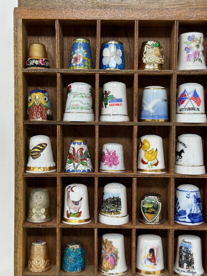 Vintage Thimble Collection - 42 Thimbles With Display - Etsy