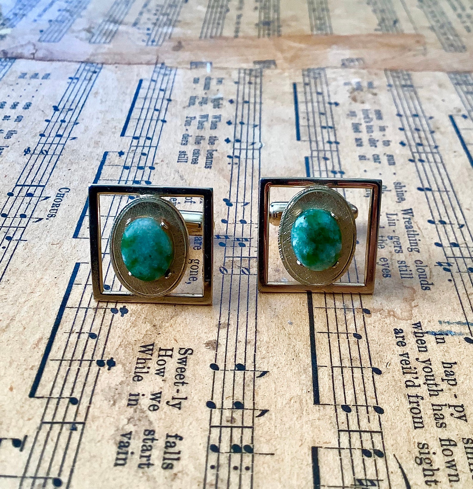 Dante Jade Cufflinks - Circa 1960 - Etsy
