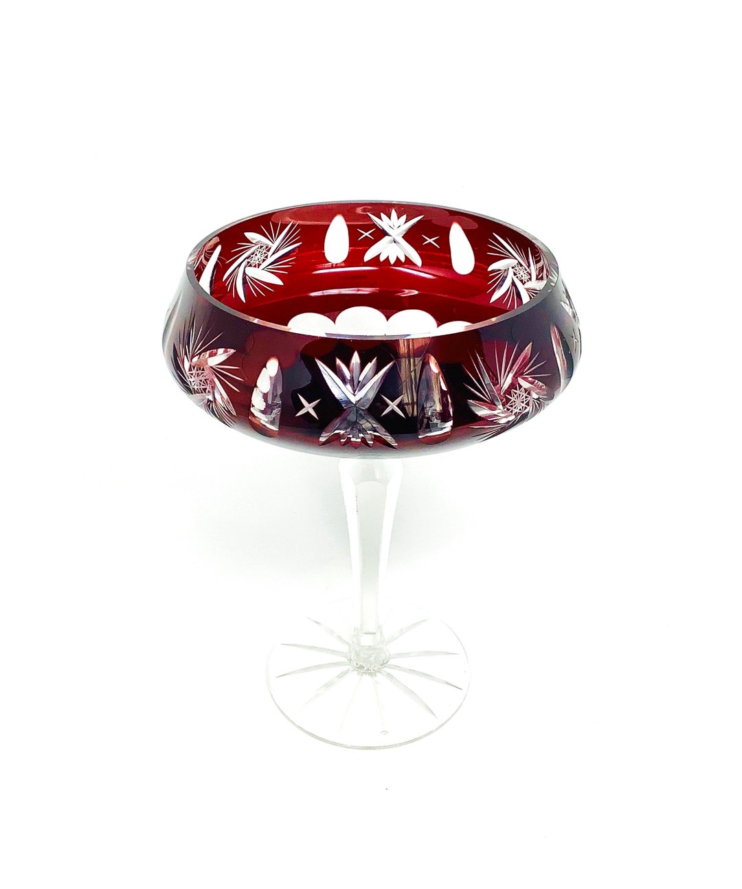 Bohemian Ruby Cut Crystal Compote - Etsy