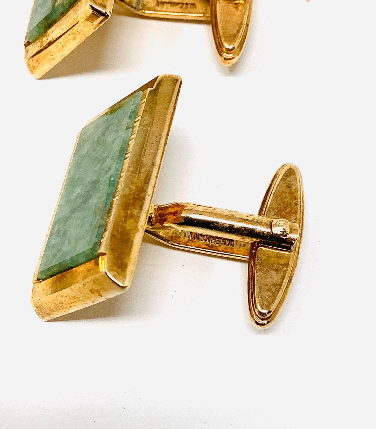 Granat Bros San Francisco Gold Plated Jade Cufflinks and Tie - Etsy