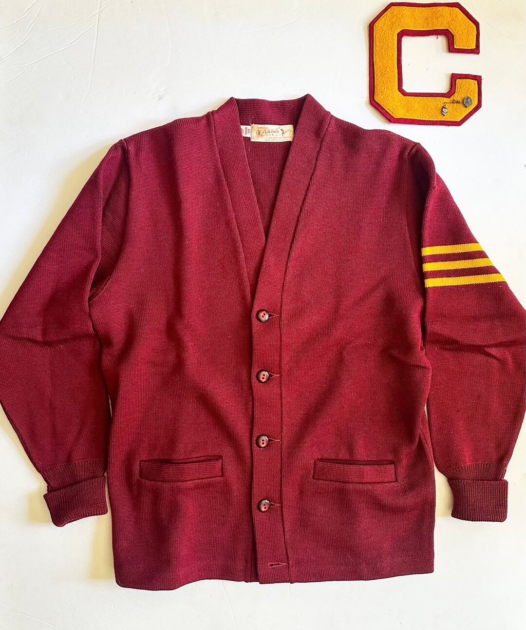 Vintage Chico State Letterman Cardigan, Letter, and Pins - Etsy